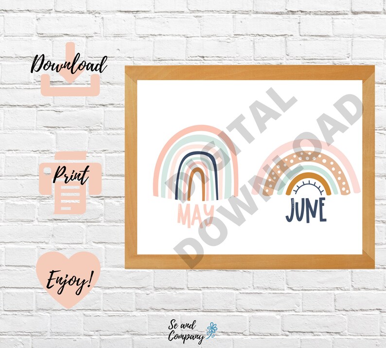 Boho Rainbow Birthday Display Classroom Monthly Birthday | Etsy