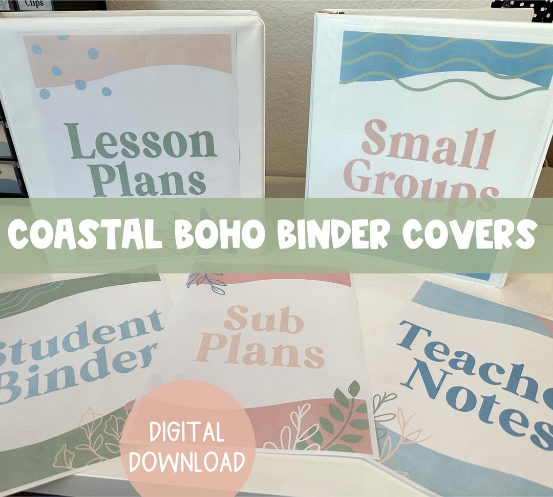 Coastal Boho Binder Covers | Calming Sea Theme Printable Binder Covers ...