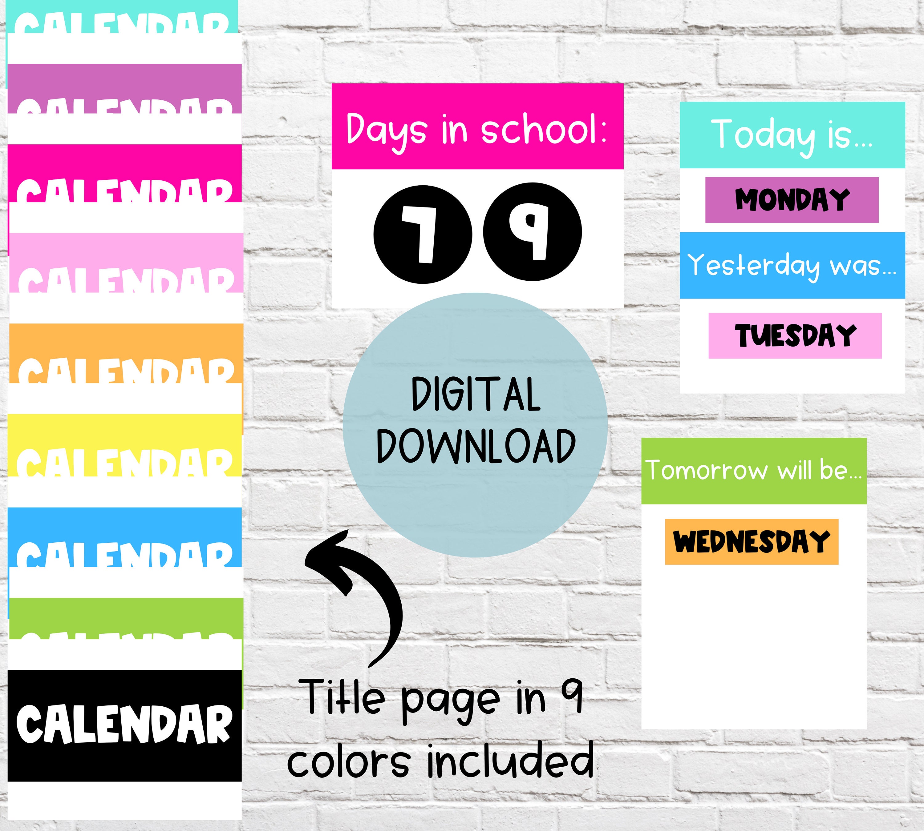 Bright Classroom Calendar DIGITAL DOWNLOAD Printable - Etsy