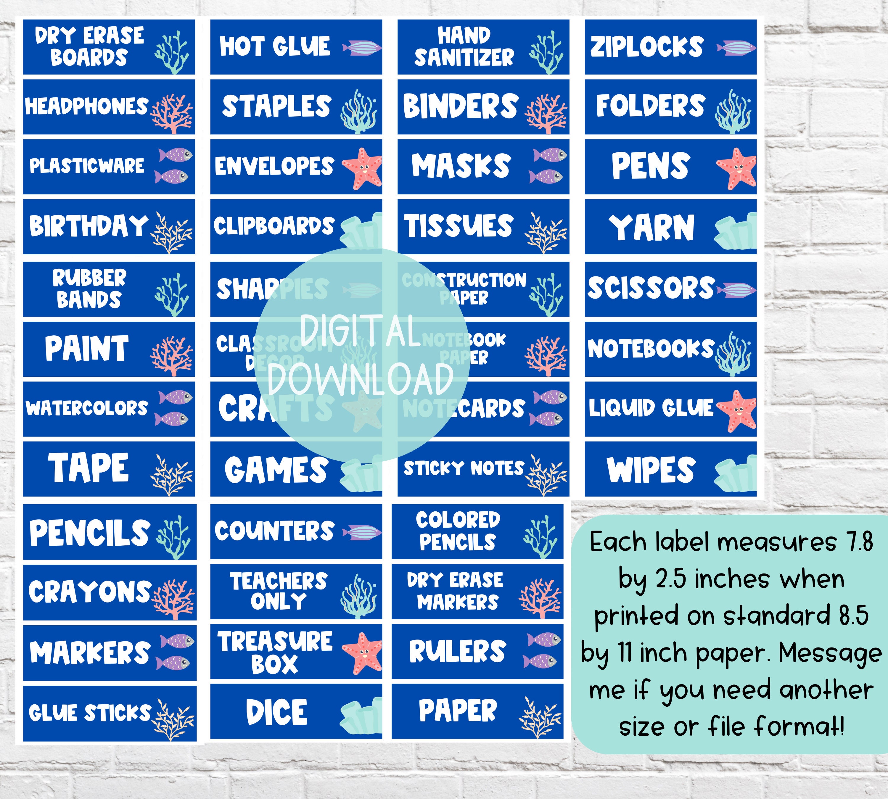 Classroom Labels: Ocean Theme DIGITAL DOWNLOAD Supply - Etsy