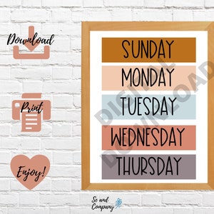 Boho Rainbow Classroom Calendar Set | DIGITAL DOWNLOAD | Modern Rainbow ...