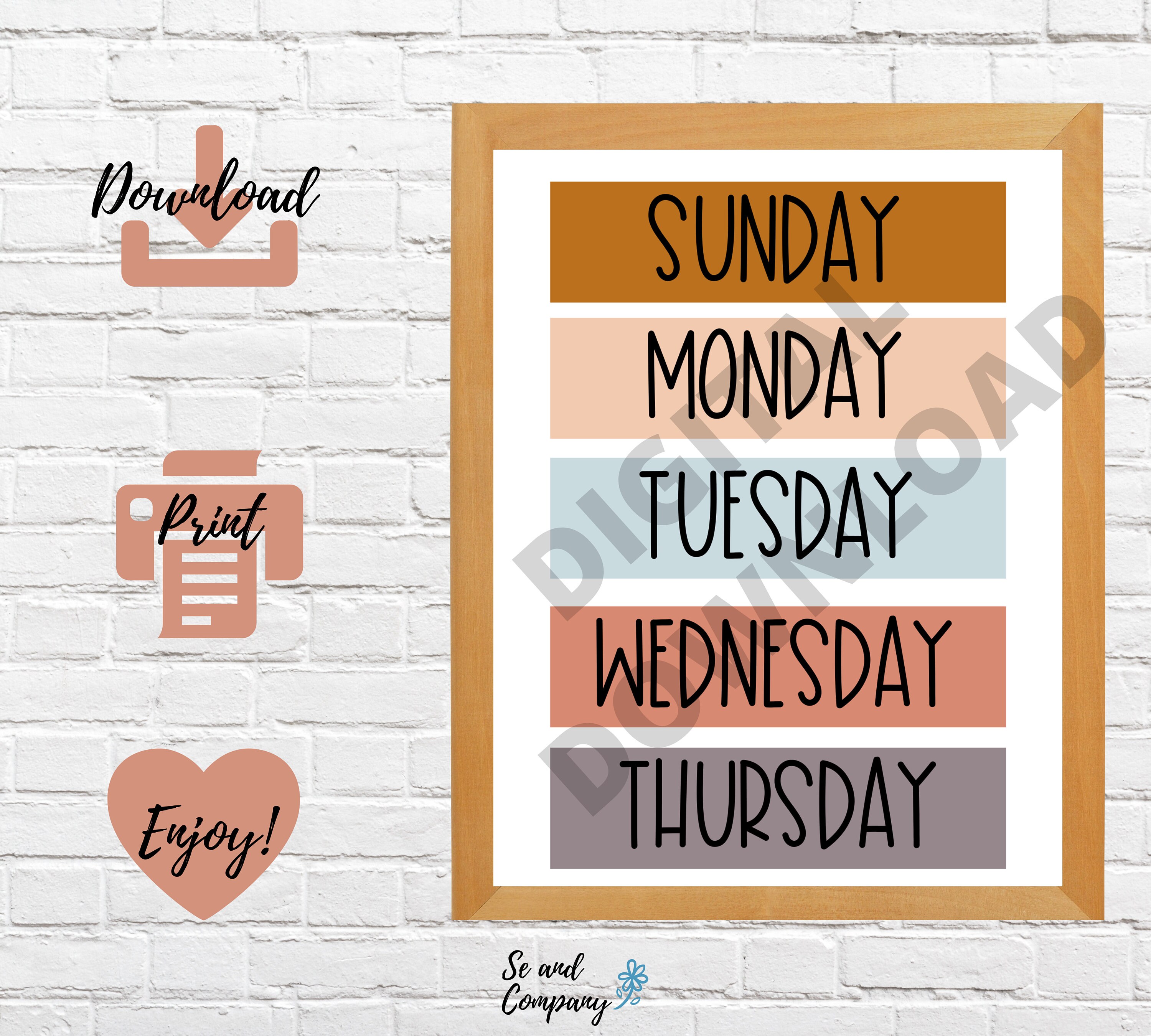 Boho Rainbow Classroom Calendar Set | DIGITAL DOWNLOAD | Modern Rainbow ...