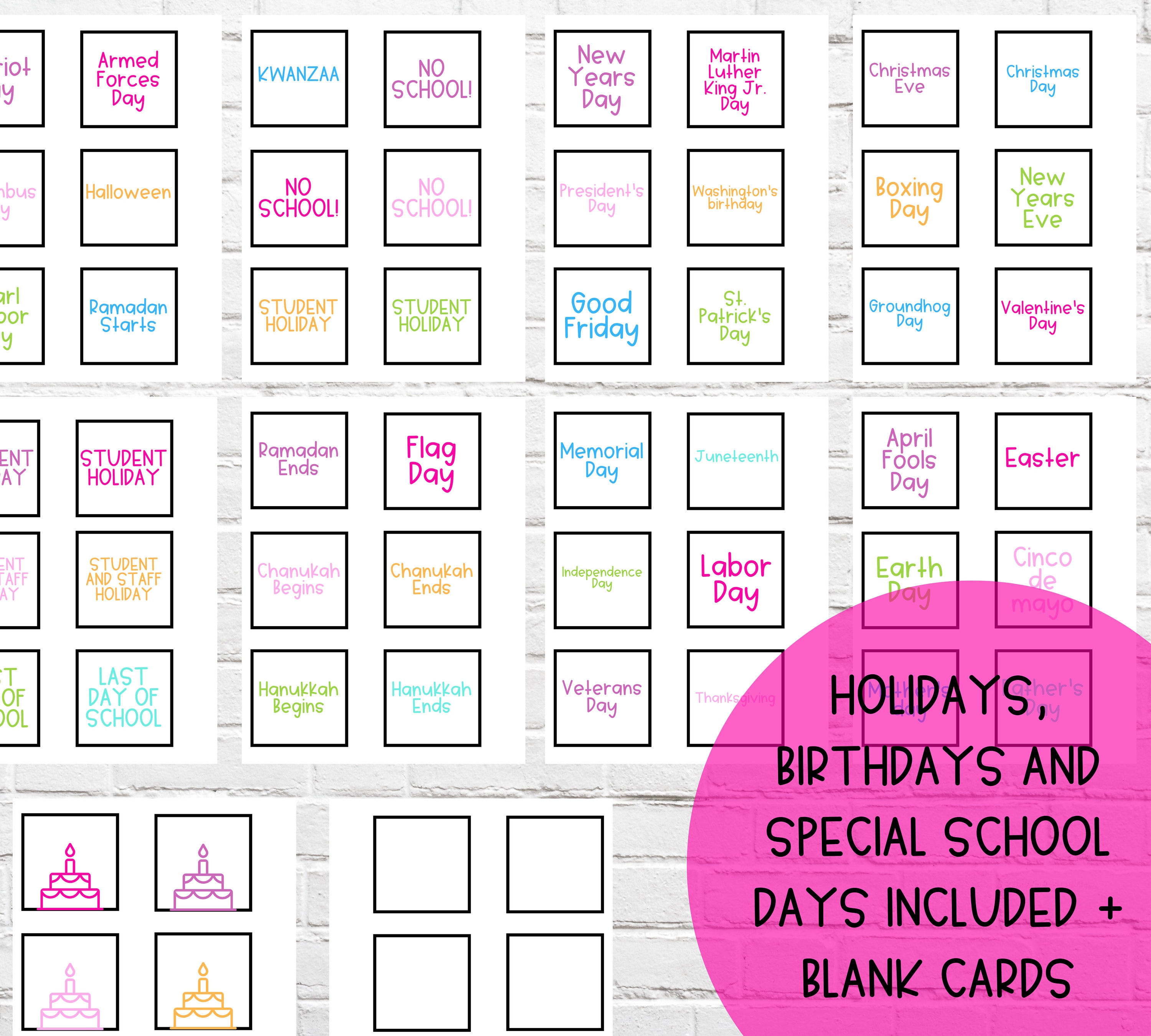 Bright Classroom Calendar DIGITAL DOWNLOAD Printable - Etsy