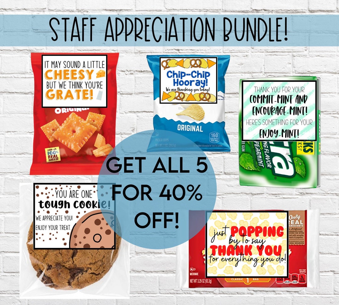 Staff Appreciation Snack BUNDLE | PRINTABLE Teacher Appreciation Notes ...