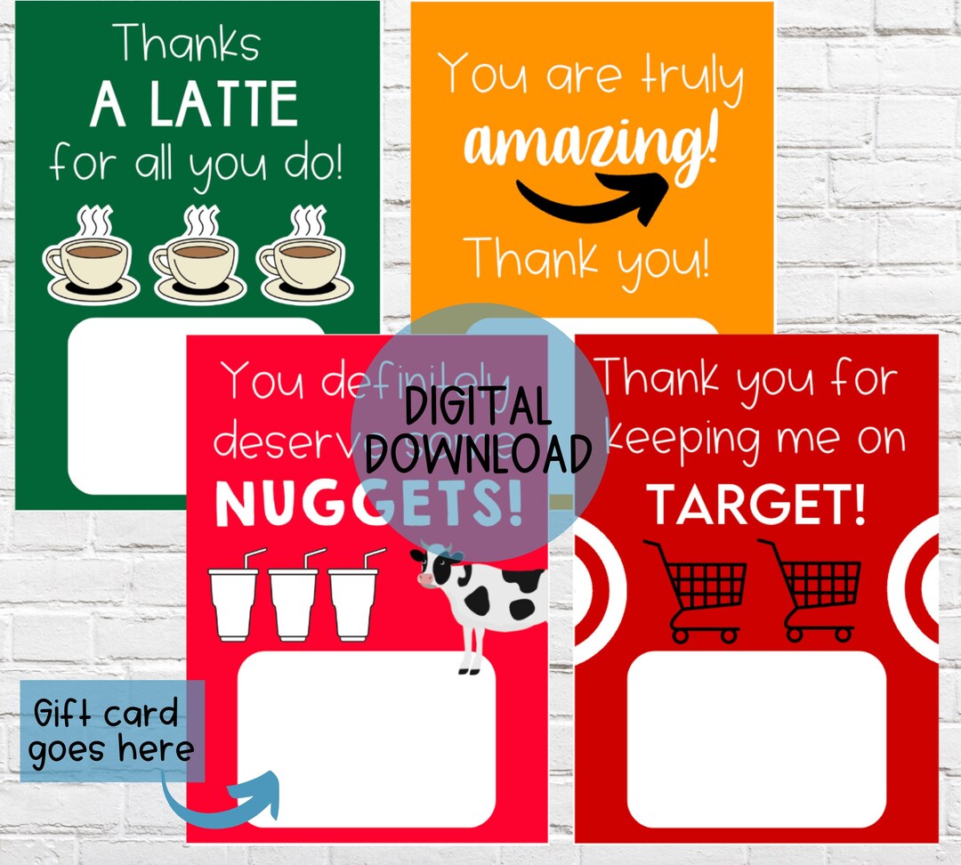 Teacher Appreciation Gift Card Holders Starbucks, Amazon, Target, Chick ...