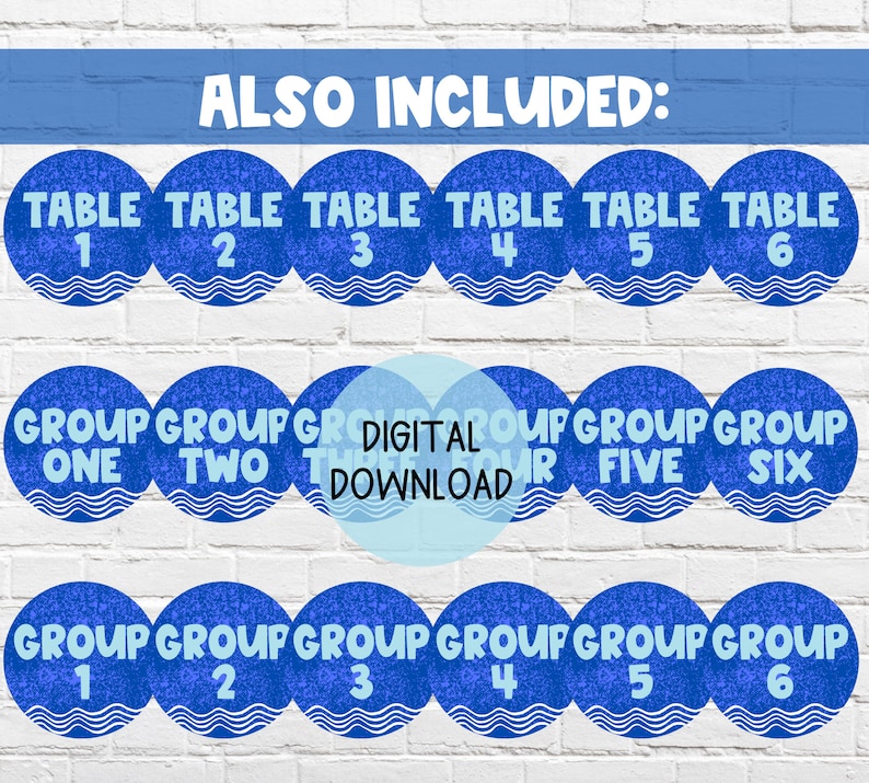 Ocean Theme Table Signs Ocean Classroom Printable Table - Etsy