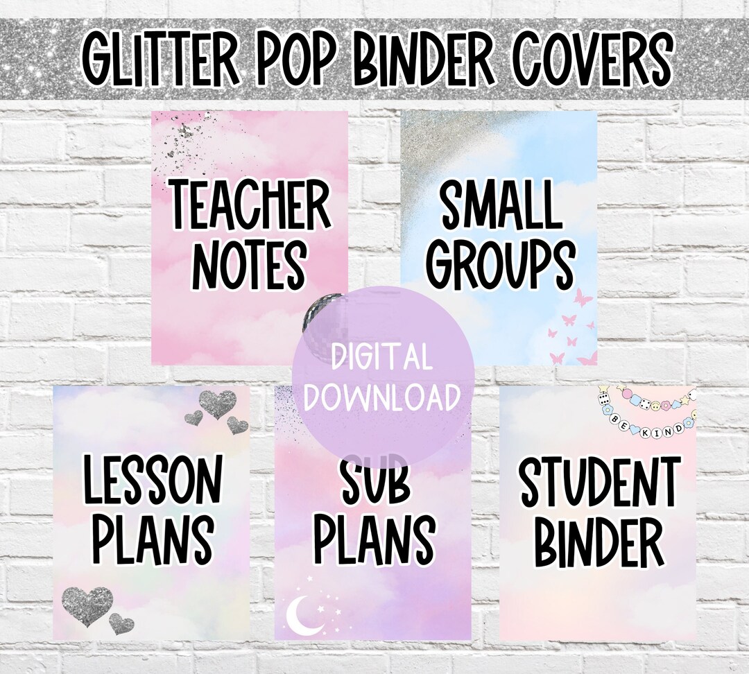 Glitter Pop Binder Covers | Printable Binder Covers | DIGITAL DOWNLOAD ...