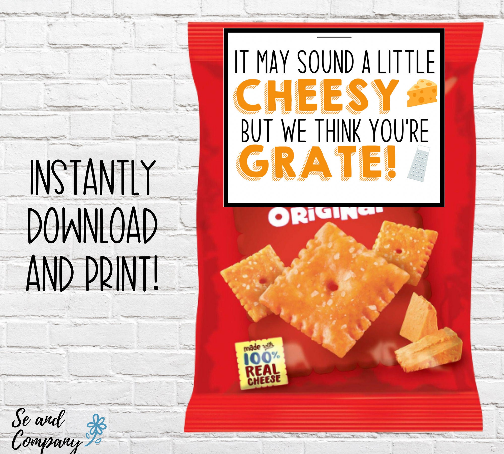 Cheese Snack Thank You Tag PRINTABLE | Teacher Appreciation Cheez-it ...