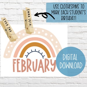 Boho Rainbow Birthday Display | Classroom Monthly Birthday Chart ...