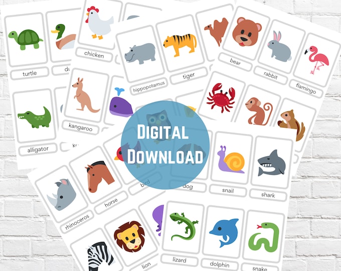 Editable Safari Animals Flashcards for Kids, Montessori Animal Name ...