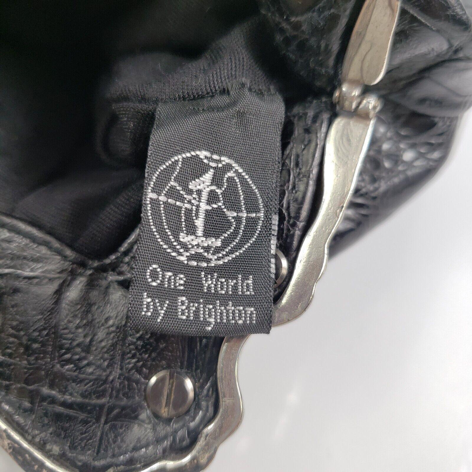 One World Vintage Brighton Black Embossed Leather & Silver ...