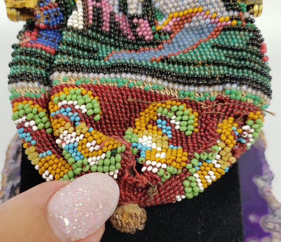 1920s Beaded Pouch: Folk Art Flapper Coin Bag with Am… - Gem
