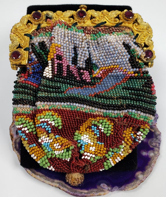 1920s Beaded Pouch: Folk Art Flapper Coin Bag with Am… - Gem
