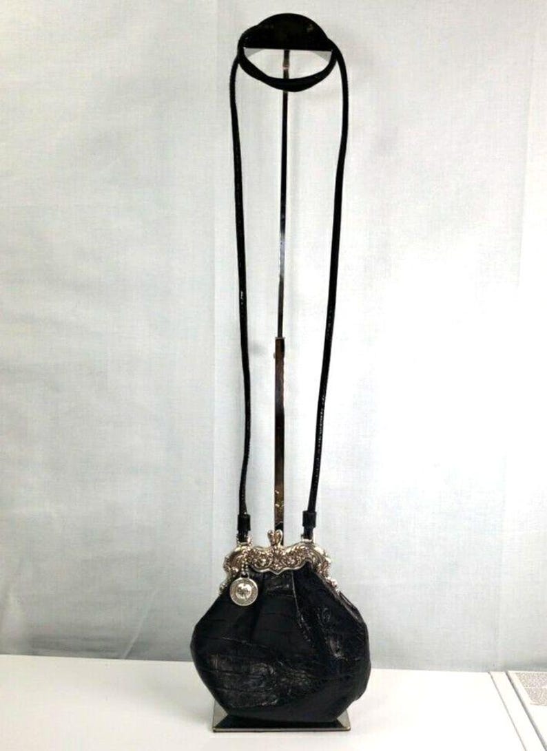 One World Vintage Brighton Black Embossed Leather & Silver ...