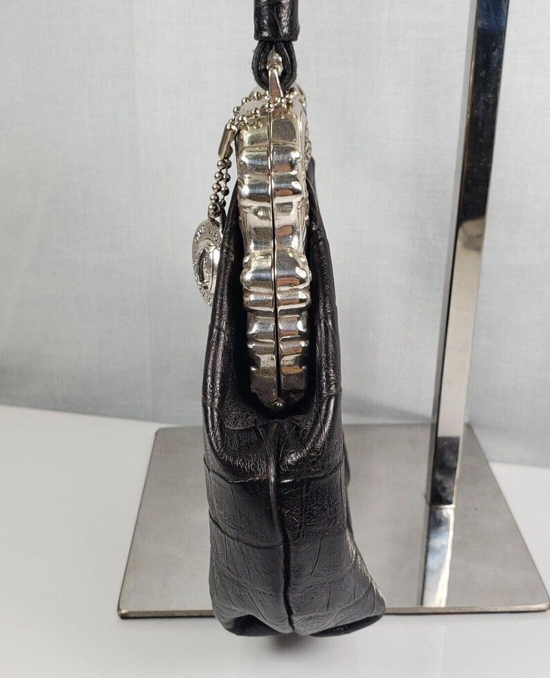 One World Vintage Brighton Black Embossed Leather & Silver ...