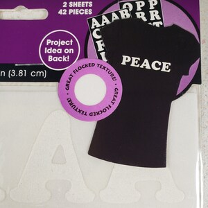 Iron on Flocked Letters White Textured 42 Pieces 1.5" Alphabet Cooper ...