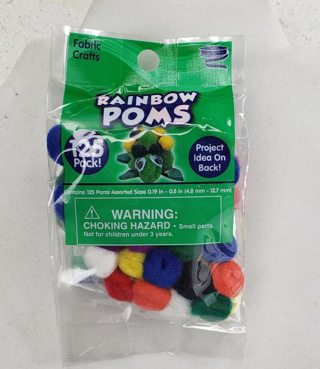 Horizon Rainbow Poms 125 Pack Pom Assorted Sizes 0.19"-0.5" Fabric ...