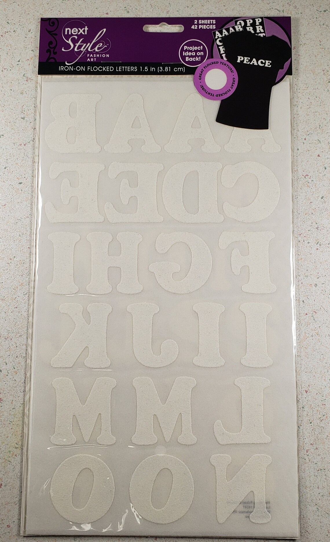 Iron on Flocked Letters White Textured 42 Pieces 1.5" Alphabet Cooper ...