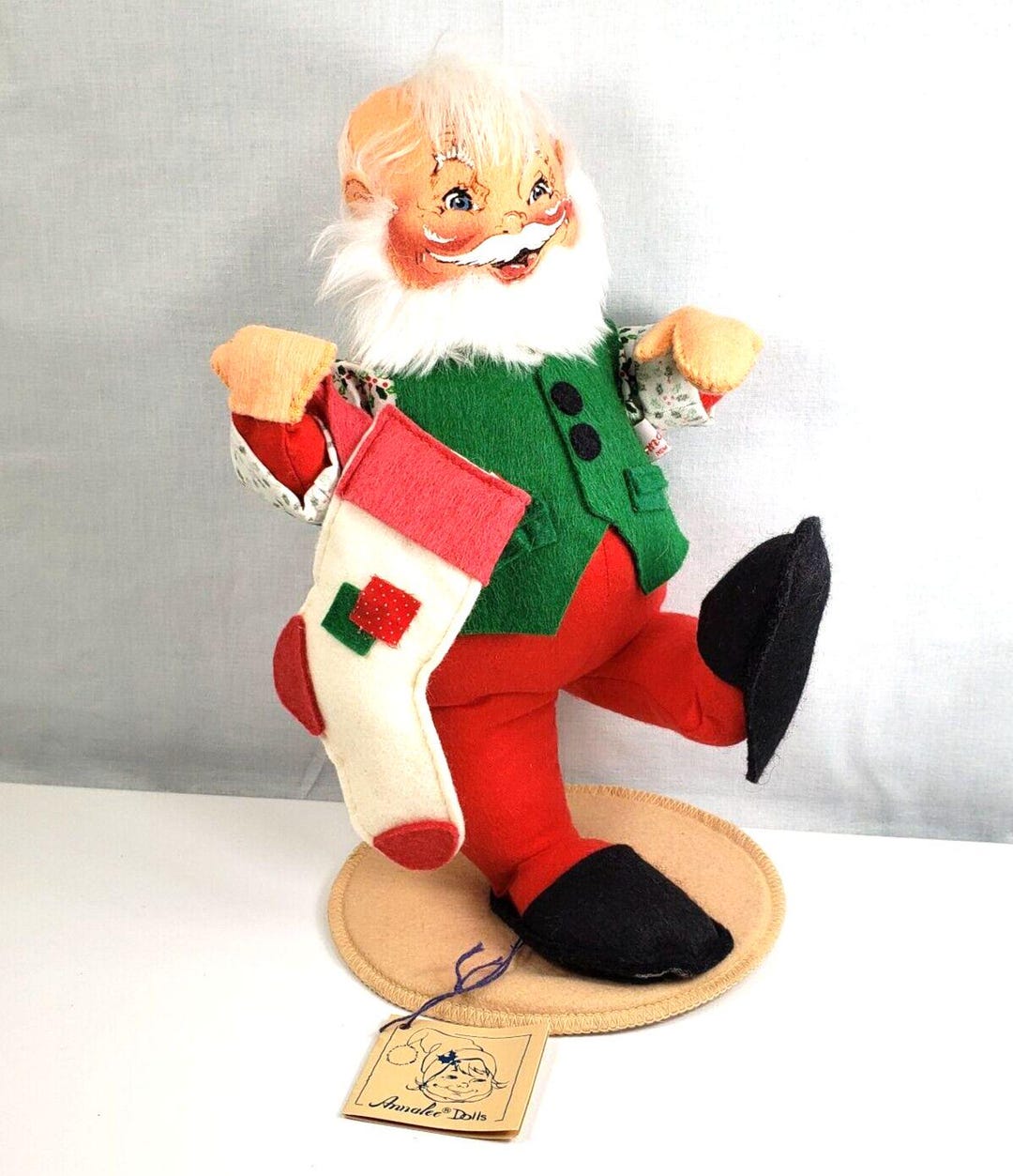 Annalee Dolls 12" Santa W/stocking 1990 Christmas 5486 - Etsy