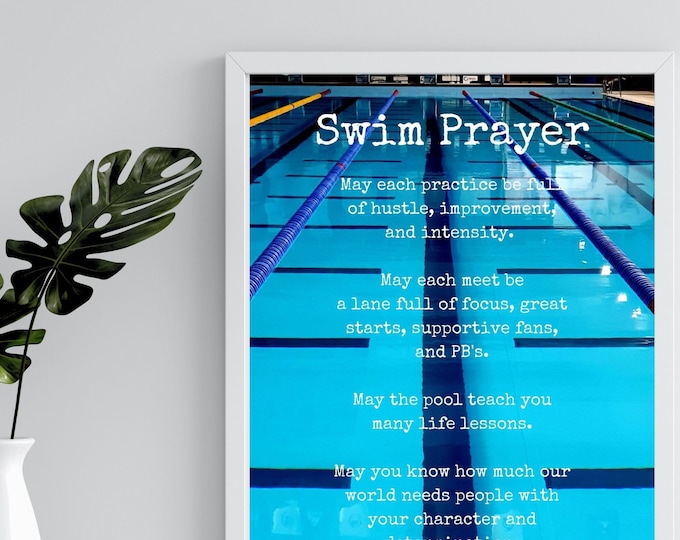 Swimmer PRINTABLE Gift Idea, Swimmer Prayer, Swimming Gift, Swim Coach ...
