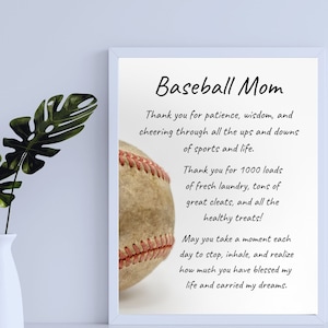 Gift for Team Mom Printable and Personalized - Team Mom Gift - Baseball ...