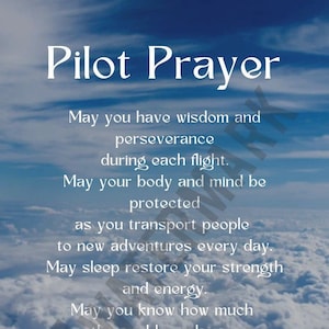 Pilot Prayer PRINTABLE- Gifts for Pilots - Pilot Protection Prayer ...