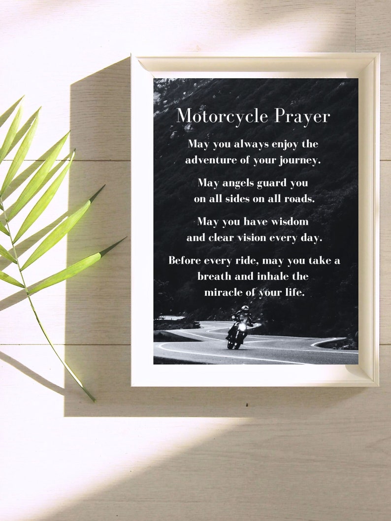 Motorcycle Prayer PRINTABLE - Gift for Motorcycle Owner - Biker Prayer ...