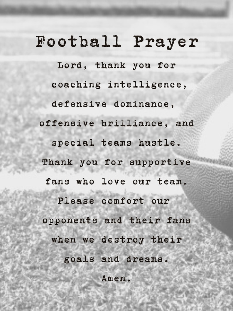 Football Prayer PRINTABLE Gift - Football Printable - Football Coach ...