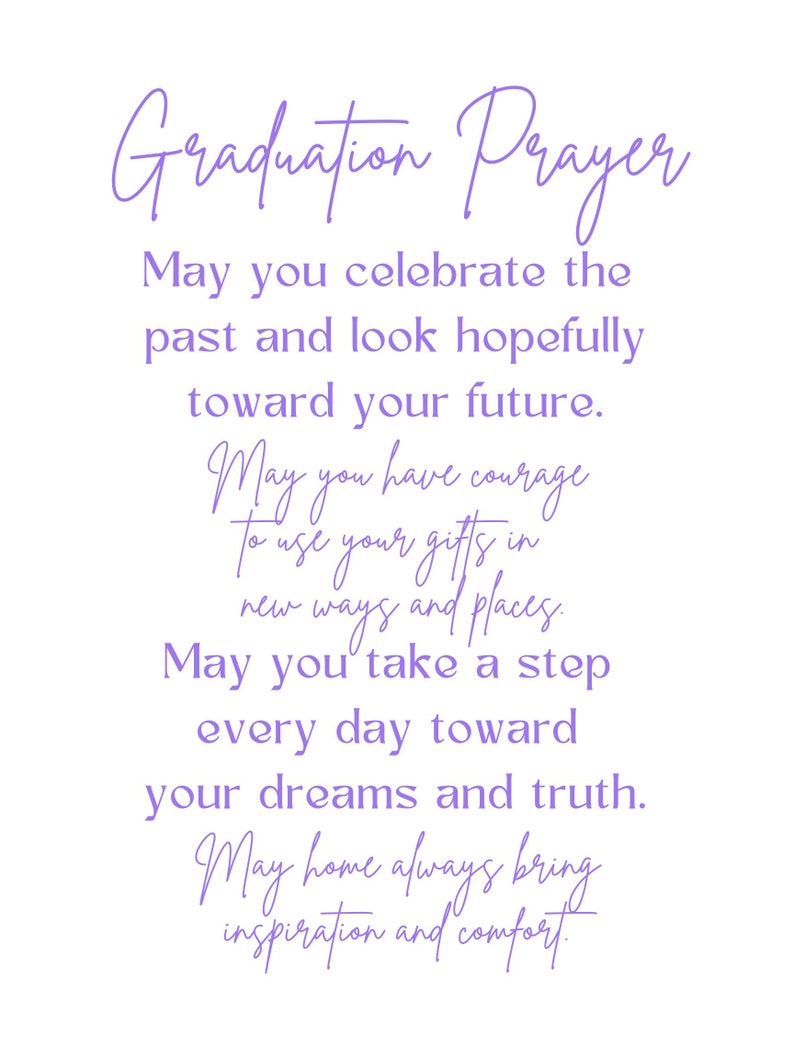 Customized Graduation PRINTABLE Prayer - Graduation Printable - Class ...