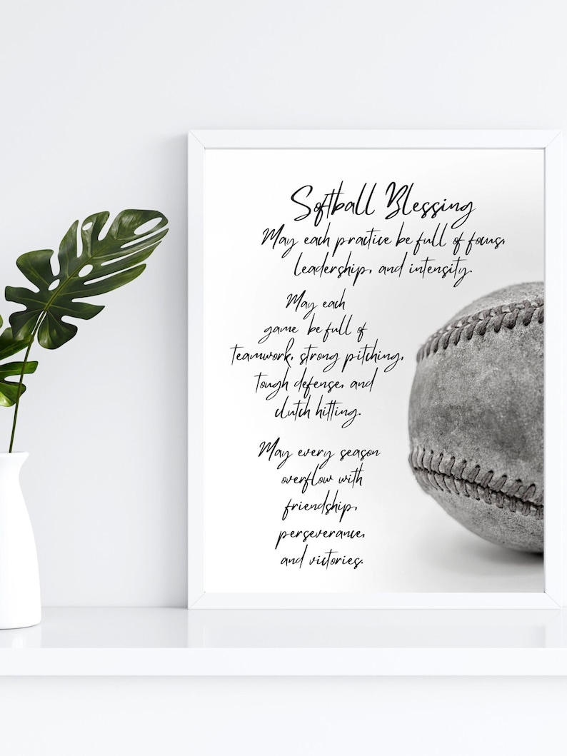 Softball Blessing Printable – Inspirational Team Gift (digital Download ...