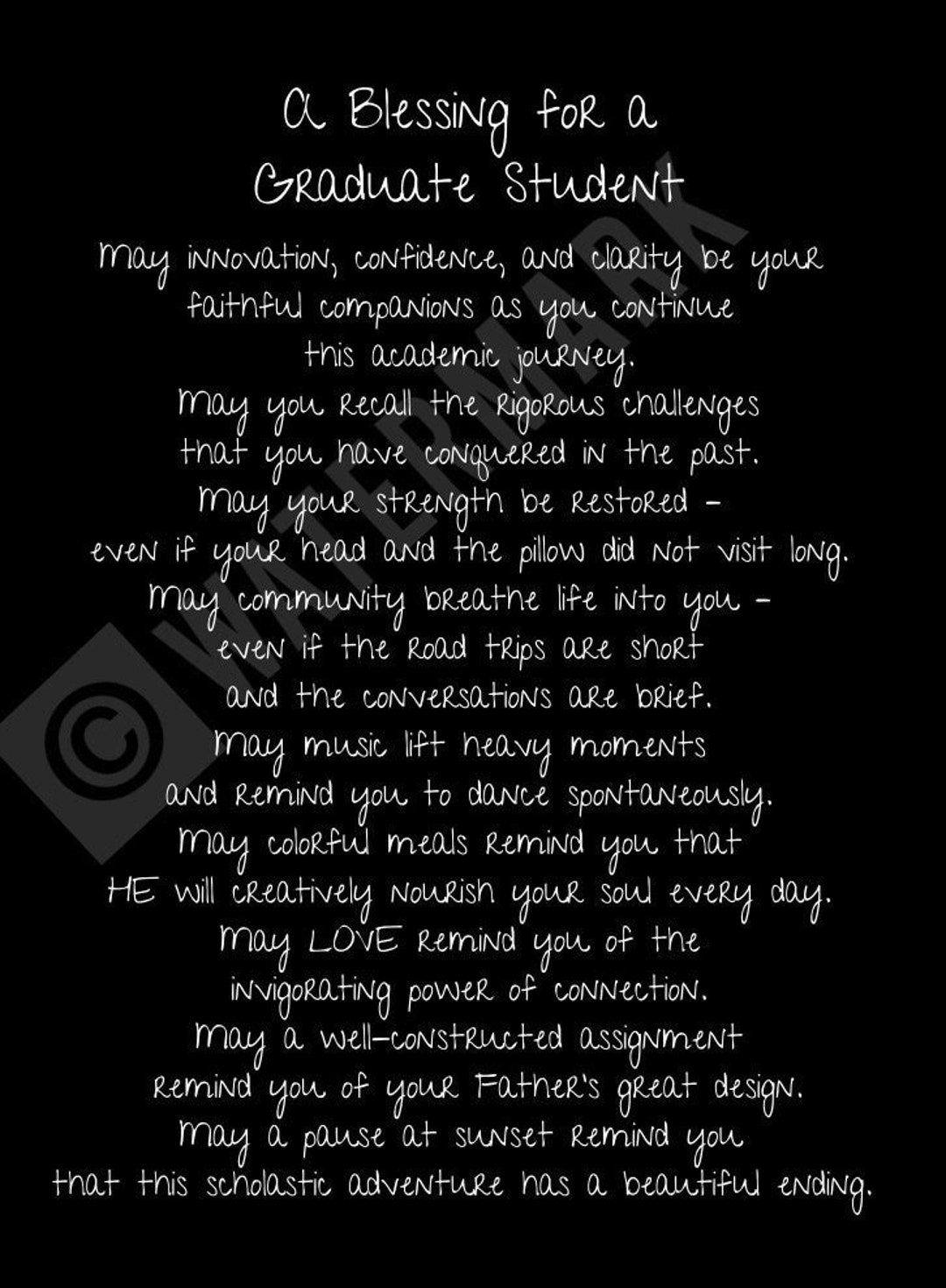 Graduate Student Gift Ideas PRINTABLE - Prayer for Grad Student ...