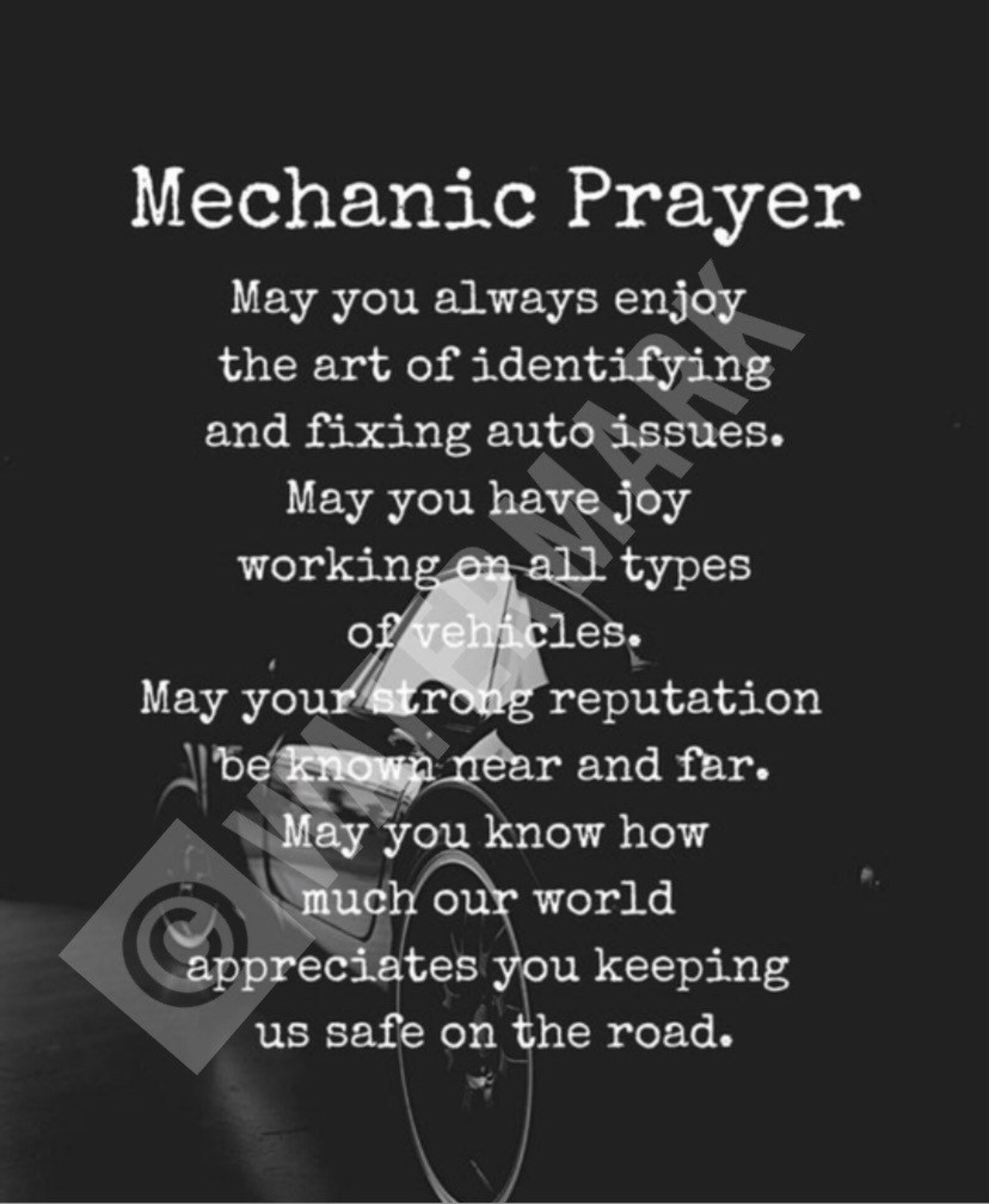 Mechanics Prayer, PRINT, Gift for Mechanics, Shade Tree Mechanic ...