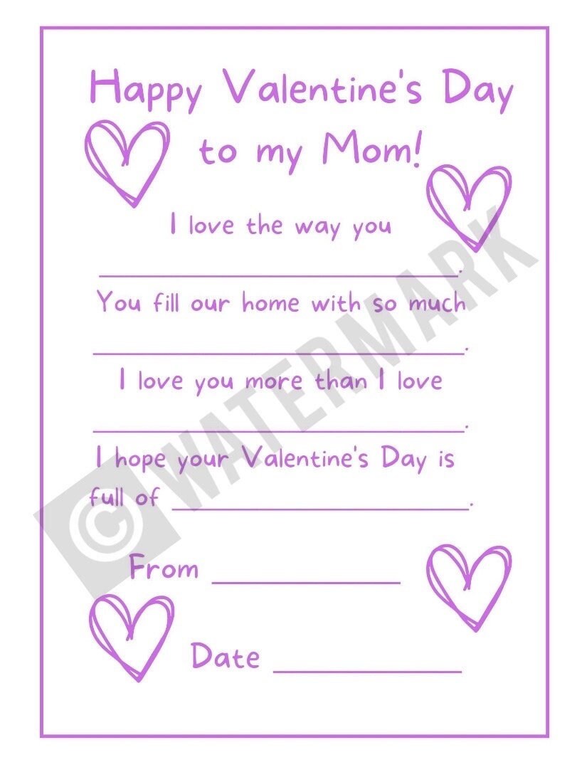 Mom Valentine Happy Valentines Day MOM Printable Valentine's Day Mom ...