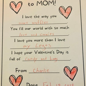 Mom Valentine - Happy Valentines Day MOM Printable - Valentine's Day ...