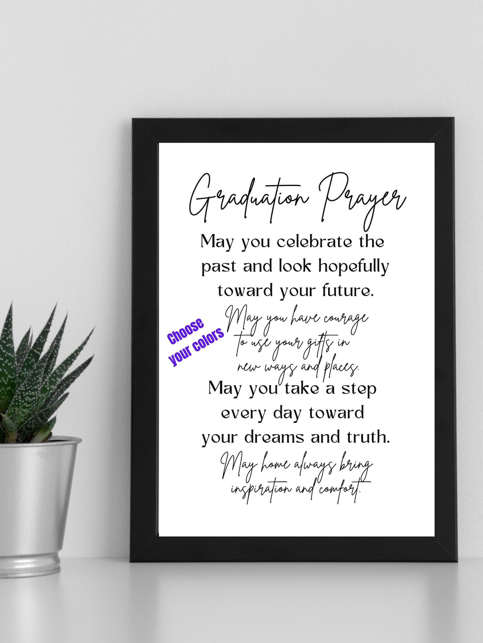 Custom Graduation Prayer Print – School Colors Gift (PDF & JPG) - Etsy