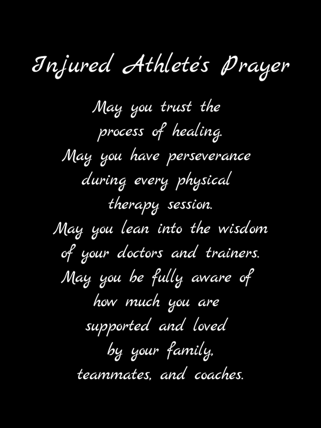 Injured Athlete Prayer Printable - Encouragement Gift (JPG & PDF) - Etsy