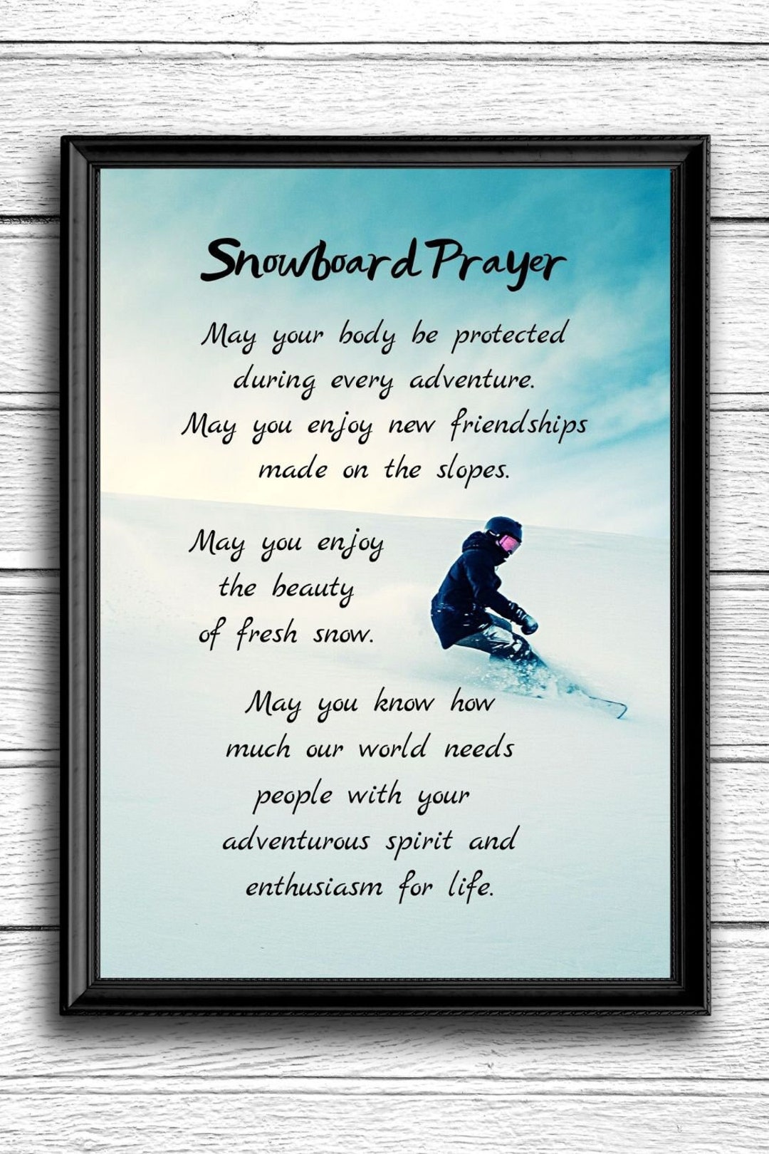 Snowboard PRINT Prayer Snowboarder Print Snowboard Wall Decor ...