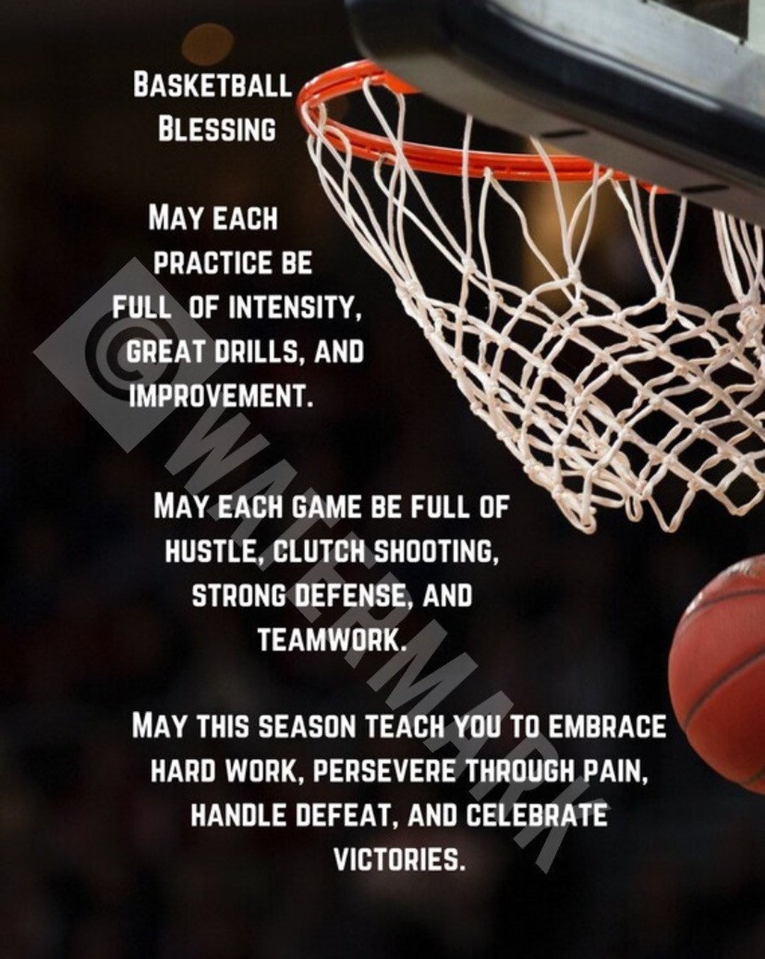 Basketball PRINTABLE Player and Coach Gift - Basketball Prayer ...