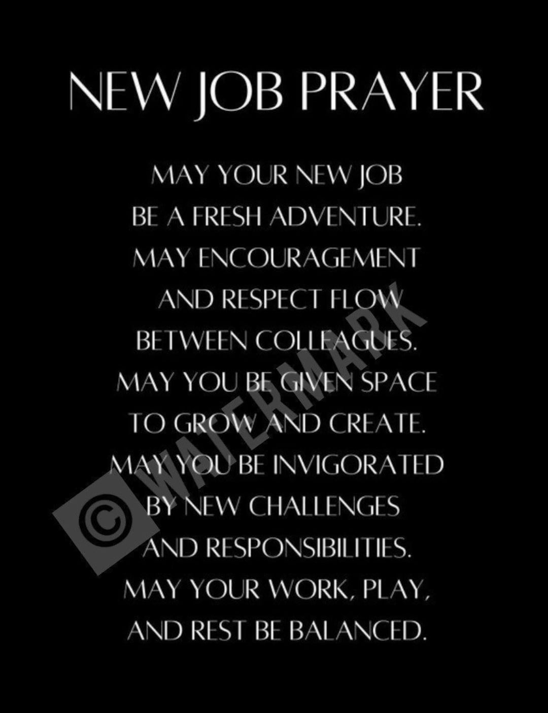 New Job PRINTABLE Prayer - New Job Blessing - New Job Gift Ideas - New ...