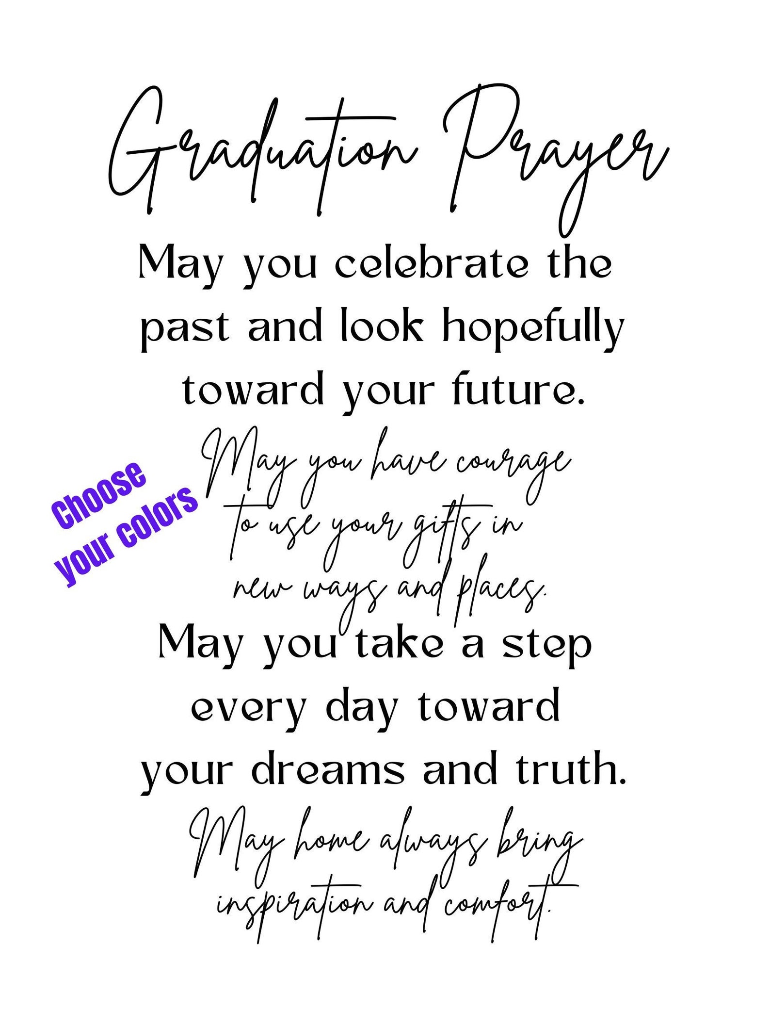 Customized Graduation PRINTABLE Prayer - Graduation Printable - Class ...