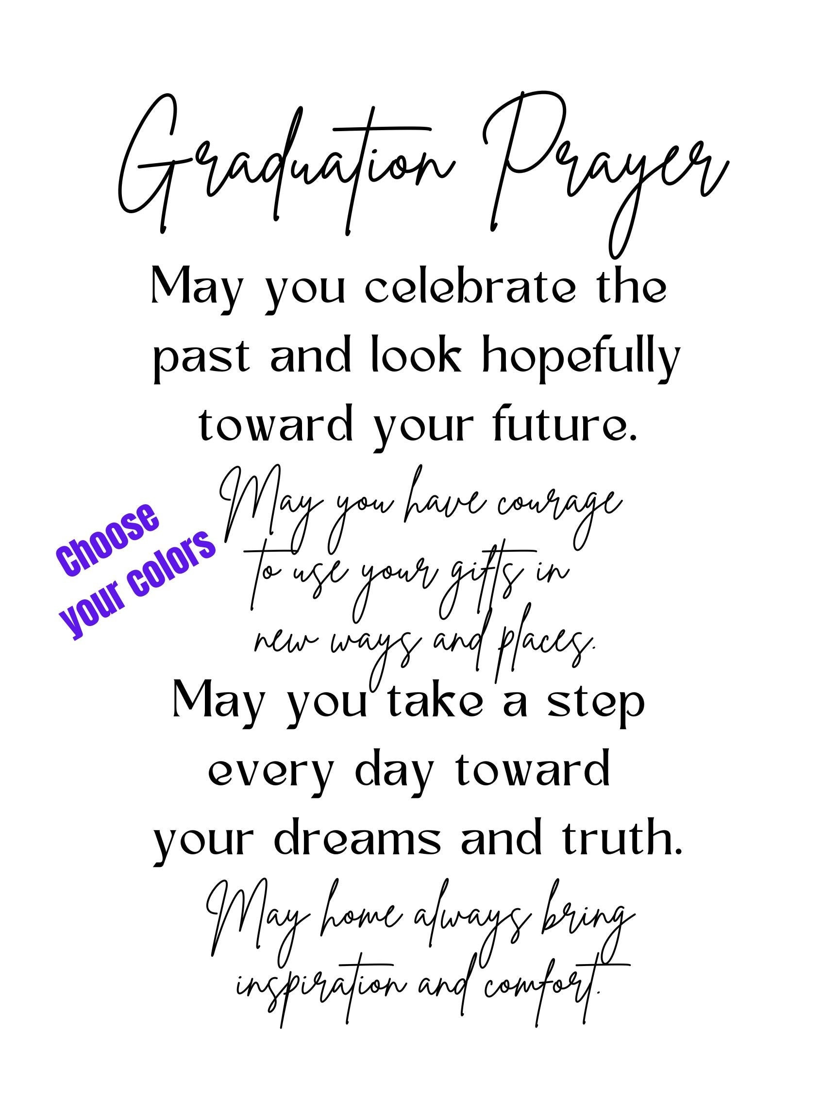 Customized Graduation PRINTABLE Prayer - Graduation Printable - Class ...