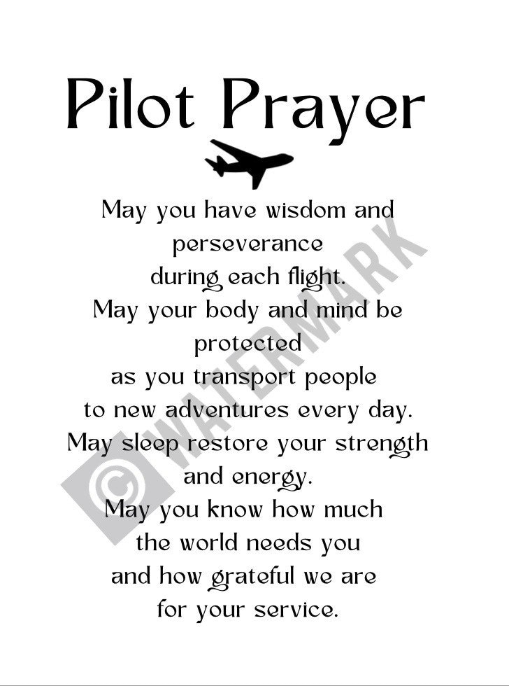 Pilot Prayer PRINTABLE Gifts for Pilots Pilot Protection Prayer Pilot ...