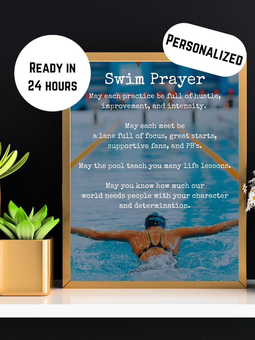 Personalized Swim Team Gift, Custom Swim Prayer Art (digital Download ...