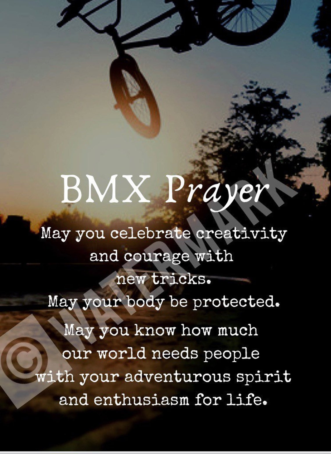BMX Printable Prayer - BMX Gift Ideas - Bike Lover Print - BMX ...