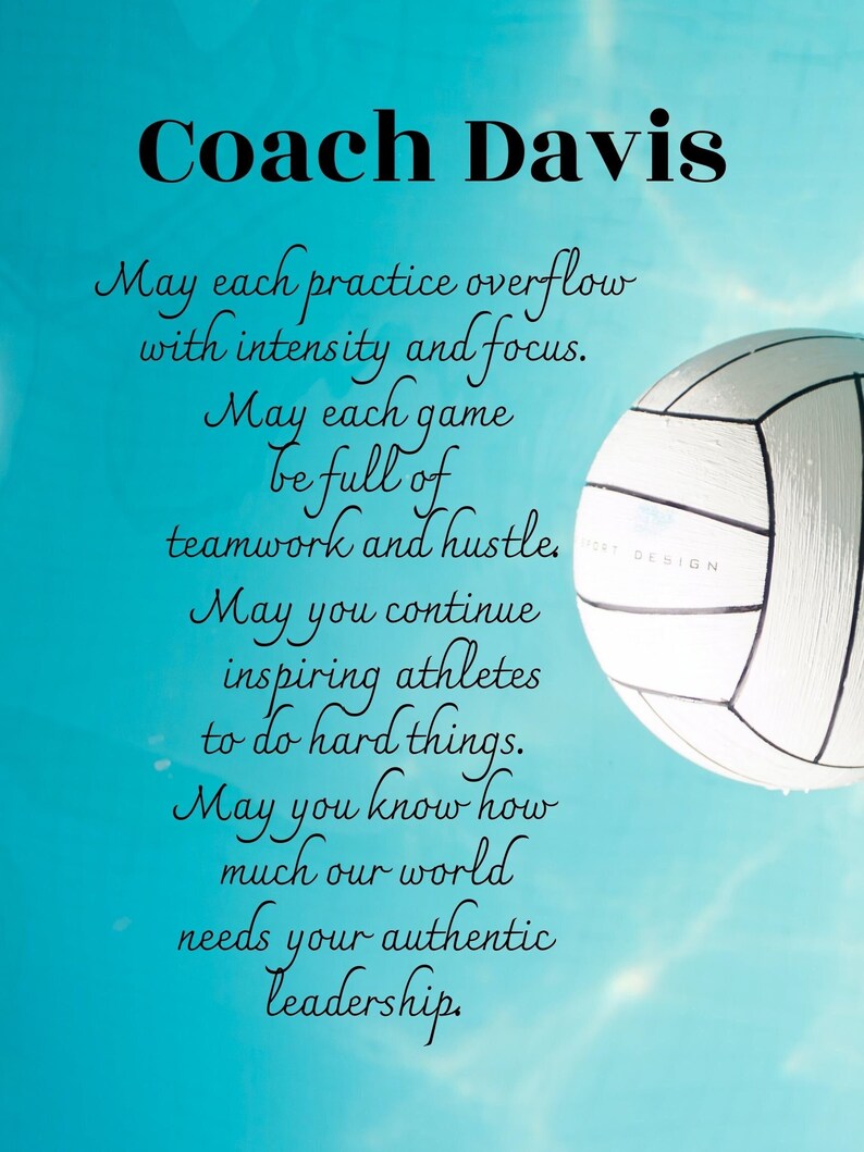 Personalized Volleyball Coach PRINTABLE Gift Volleyball - Etsy