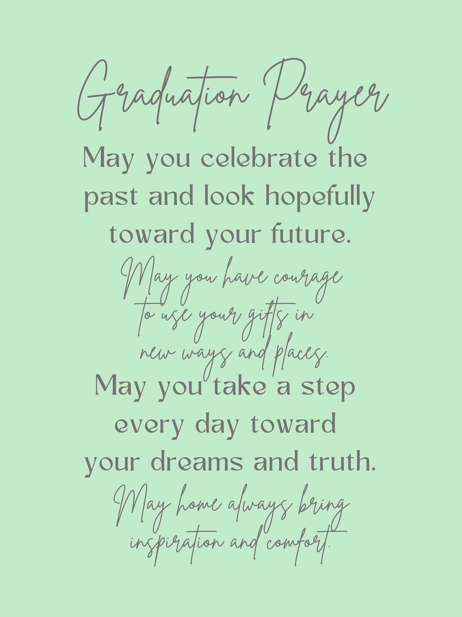 Graduation Gift Customized PRINTABLE Prayer for Graduate School Colors ...