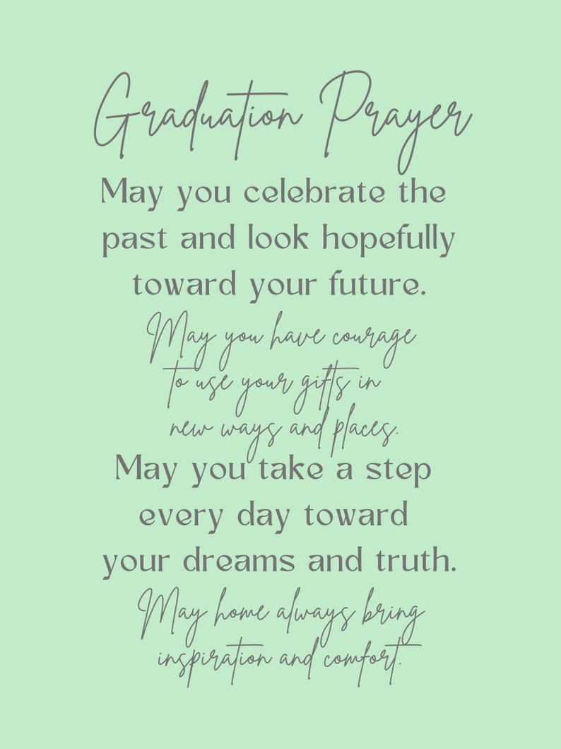 Graduation Gift Customized PRINTABLE Prayer for Graduate School Colors ...