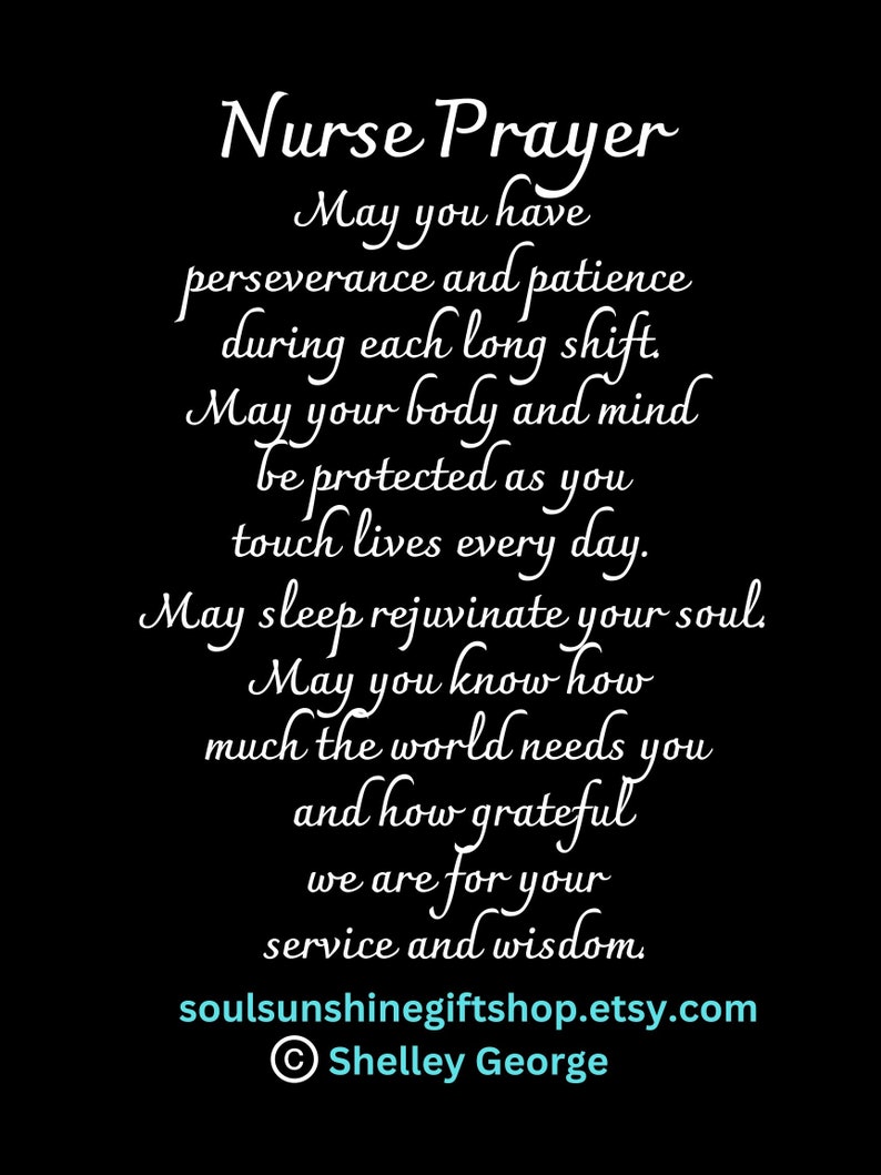 Nurse Prayer Printable - Appreciation Gift (digital Download) - Etsy