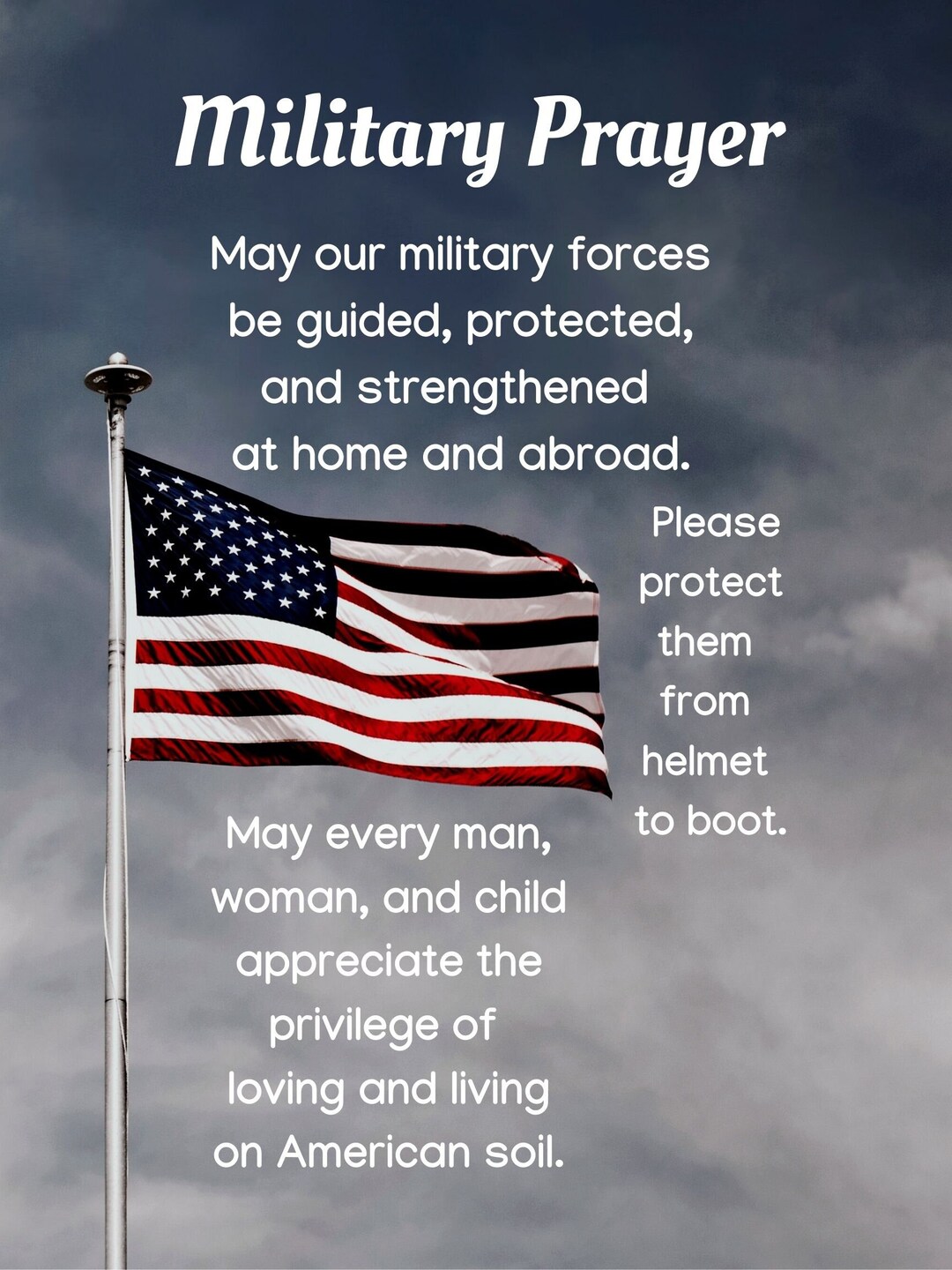 USA Military PRINT Gift Military Prayer Military Appreciation Retired ...