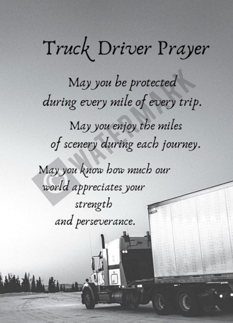 Truck Driver Prayer - Gift for Truckers (printable) - Etsy